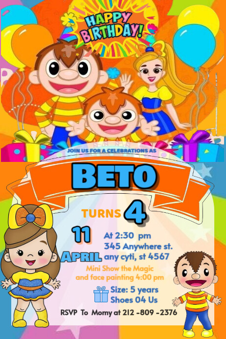 Copia de Bely & Beto invitation happy Brithday party celebration temple ...