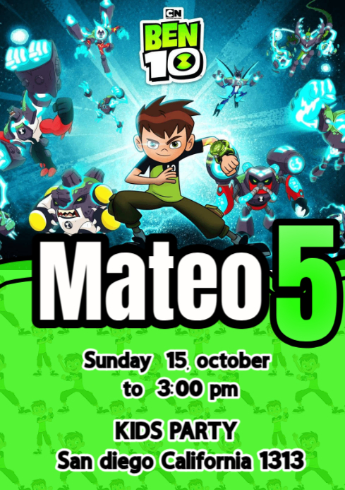 ben 10 invitation Template | PosterMyWall