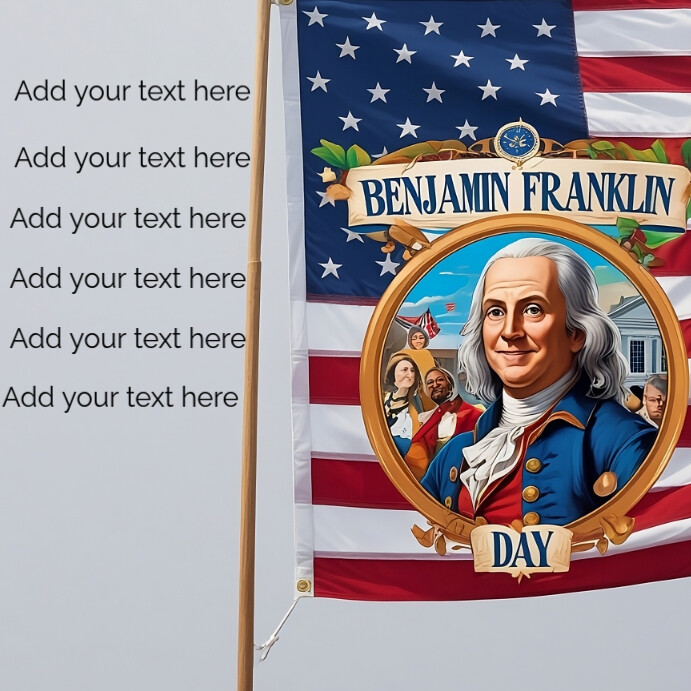 Modèle Benjamin Franklin Day colorful text typography on white or black ...