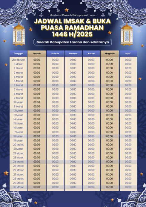 Copy of Berbasis Daftar Jadwal Imsak Dan Buka Puasa Ramadhan A4 ...