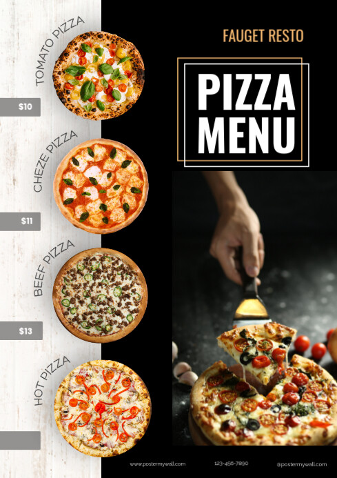 Plantilla de Berbasis Daftar Pizza Menu A4 | PosterMyWall