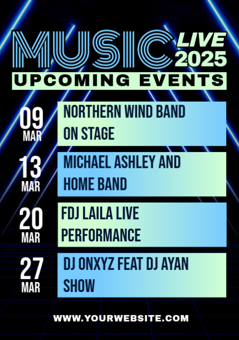 Berbasis Daftar Upcoming Events A4 Template | PosterMyWall