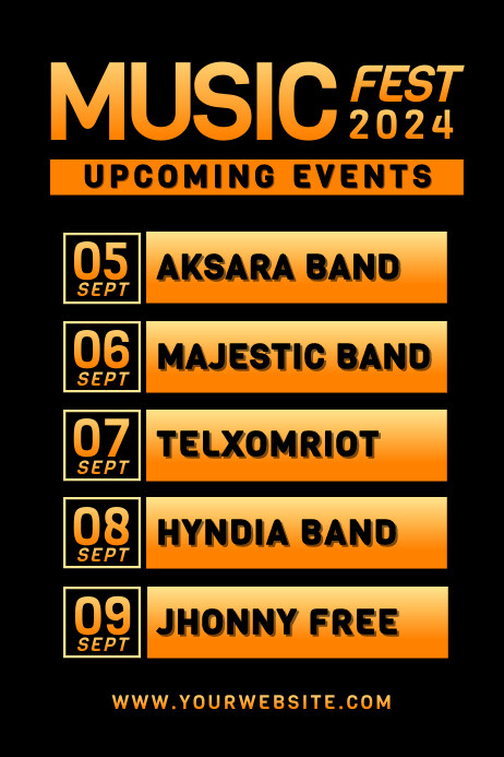 Berbasis Daftar Upcoming Events Music Poster Template | PosterMyWall