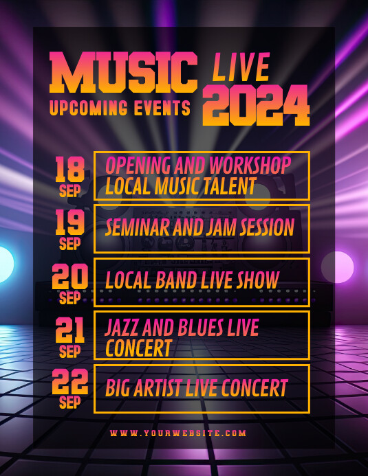 Plantilla de Berbasis Daftar Upcoming Events Pamflet (lett | PosterMyWall