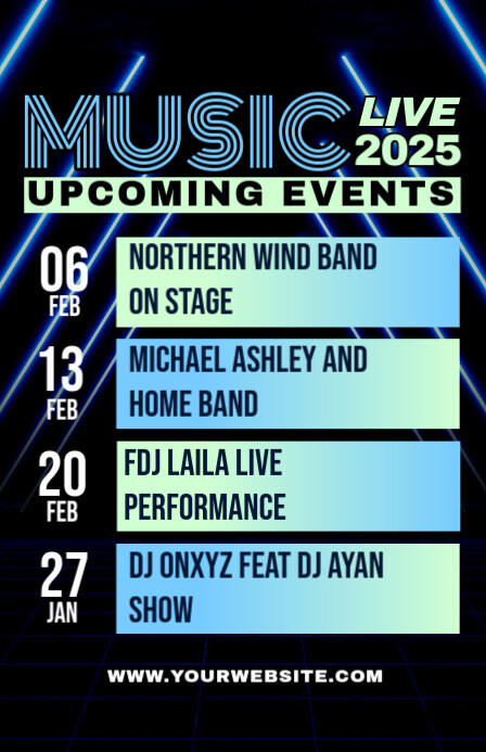 Berbasis Daftar Upcoming Music Event Tabloid Template | PosterMyWall