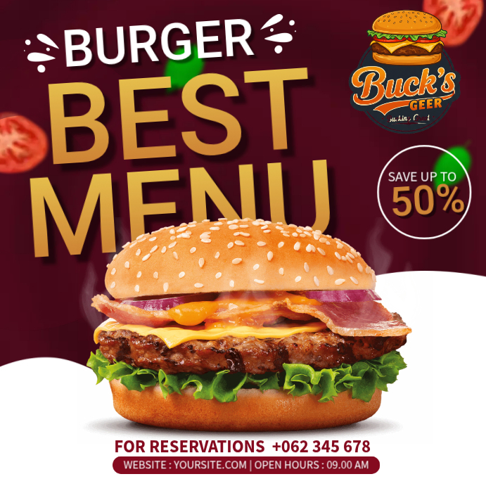 Best Burger Menu Template | PosterMyWall