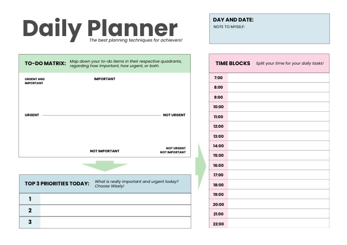 Best daily planner template to do matrix free | PosterMyWall