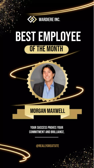 BEST EMPLOYEE OF THE MONTH BLACK AND GOLD Template | PosterMyWall
