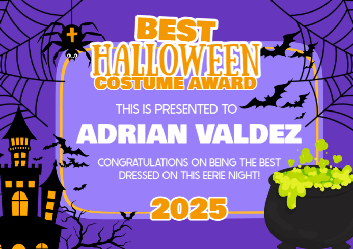 Best Halloween Costume Award Template | PosterMyWall