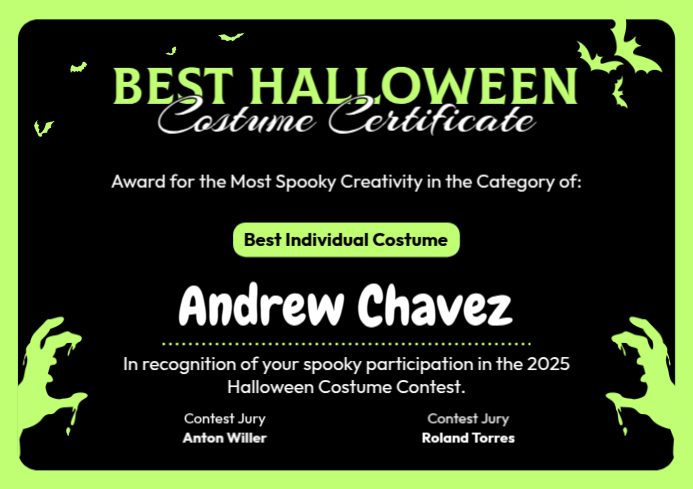Best Halloween Costume Award Template | PosterMyWall