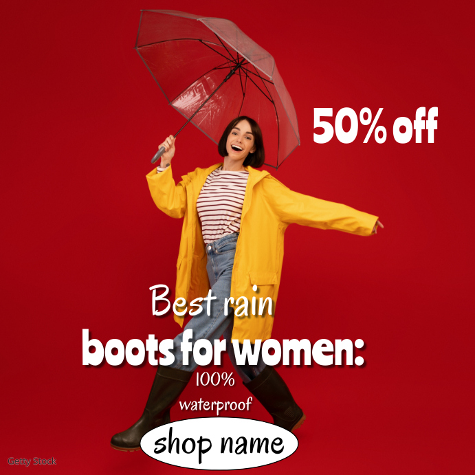 best rain boots for women ad Template | PosterMyWall