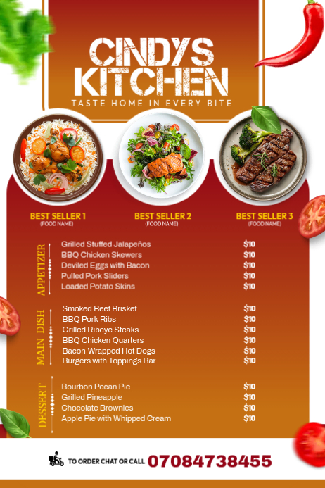 Best Seller Food Menu Template | PosterMyWall