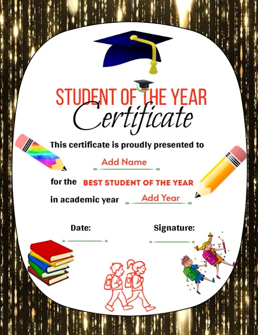best student day certificate flyer template ( | PosterMyWall