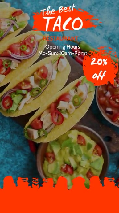 best taco restaurant video digital display Template | PosterMyWall