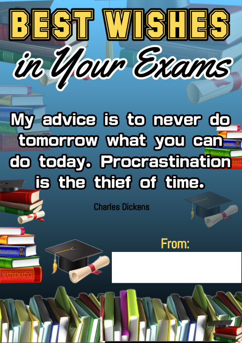 Copy of Best wishes in your Exams card / flyer Templa | PosterMyWall