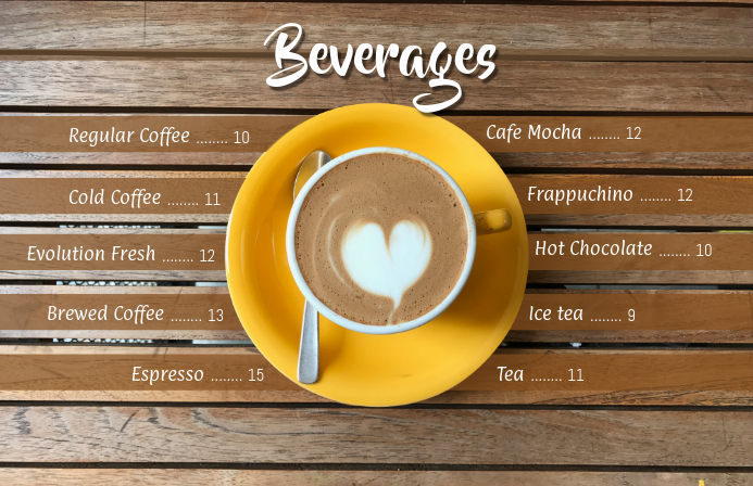 Beverages Menu Template | PosterMyWall
