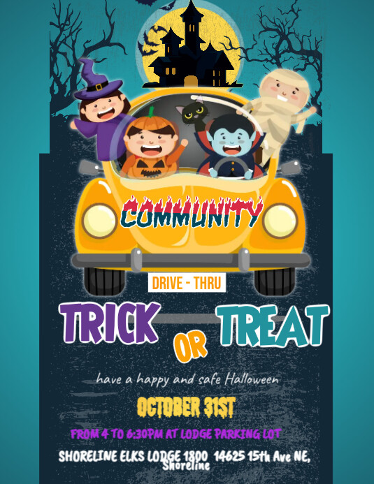 halloween, drive-thru trick or treat | PosterMyWall