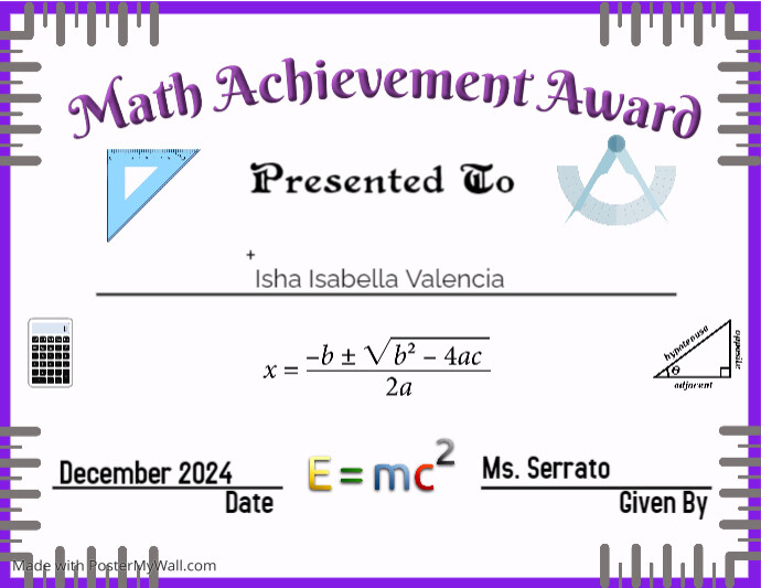 Math Award | PosterMyWall