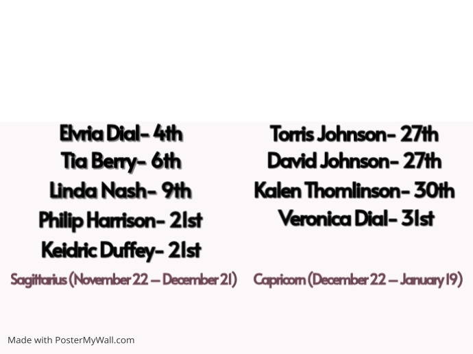CGBC December Birthdays | PosterMyWall