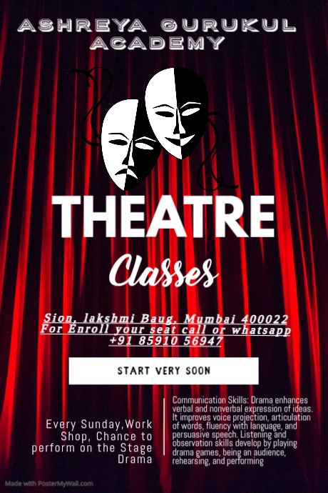 Copy of Copy of Theatre Acting Classes flyer template | PosterMyWall