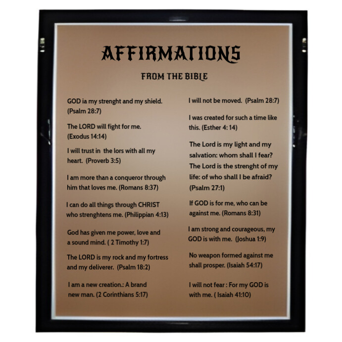 BIBLE AFFIRMATION Inspirational wall frame Template | PosterMyWall
