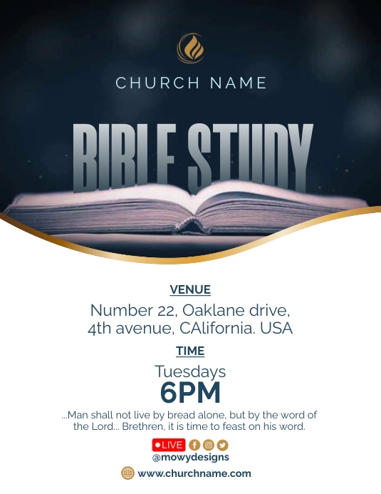Plantilla de Bible Study Church Flyer | PosterMyWall