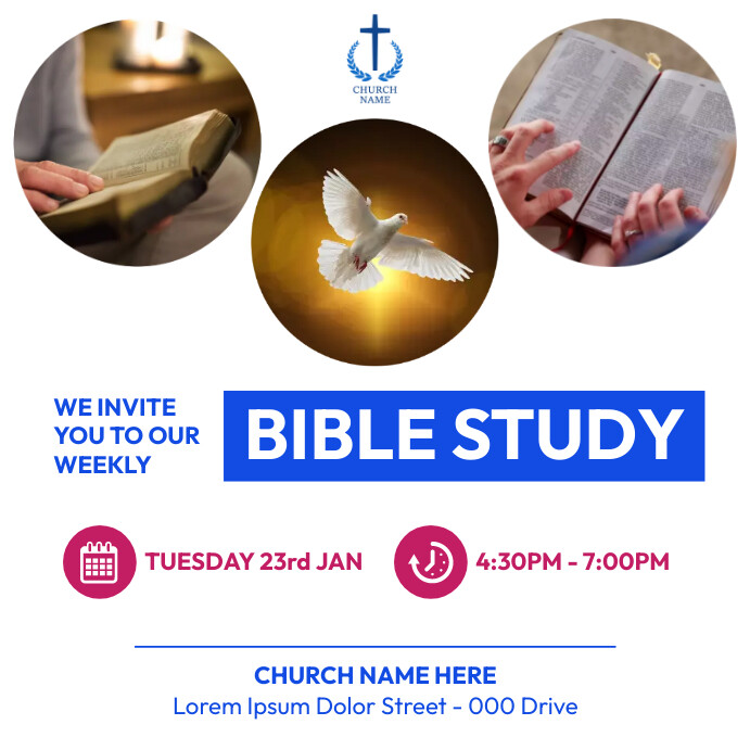 Bible study church flyer Template | PosterMyWall
