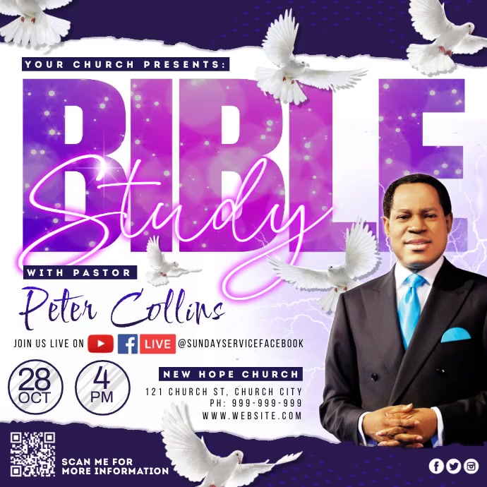 Bible Study Church Video Poster Template | PosterMyWall