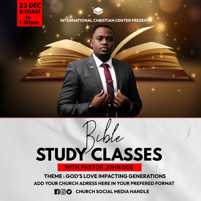 Plantilla de Clases de Estudio Bíblico | PosterMyWall