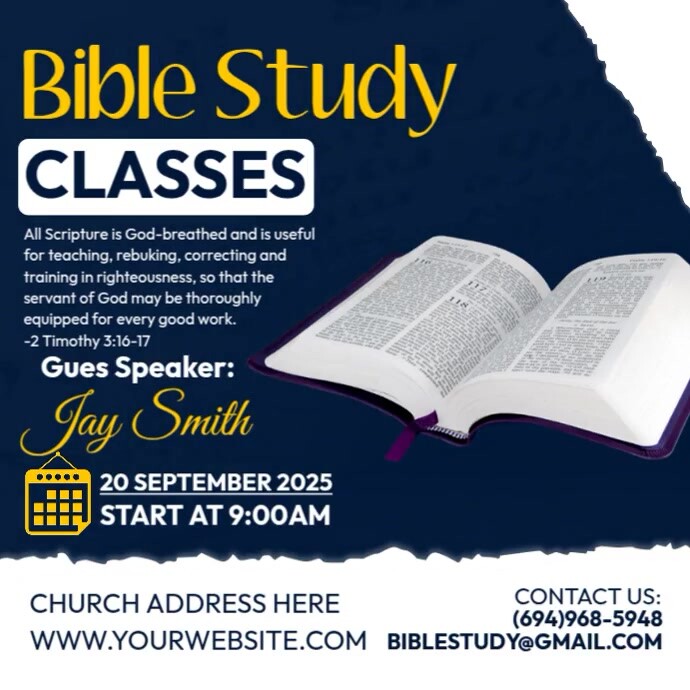 Plantilla de Bible Study Classes | PosterMyWall