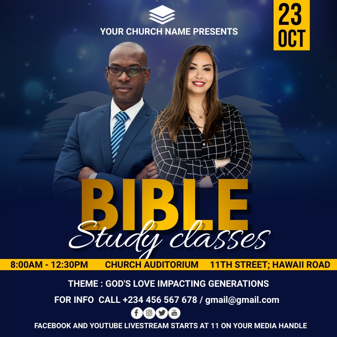 bible study classes Template | PosterMyWall
