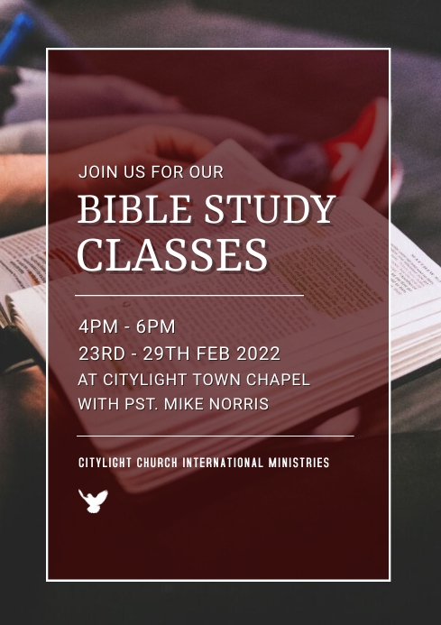 Plantilla de Clases de Estudio Bíblico Folleto de Diseño de Volante ...