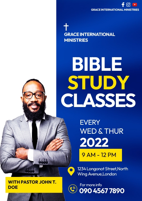 BIBLE STUDY CLASSES FLYER Template | PosterMyWall