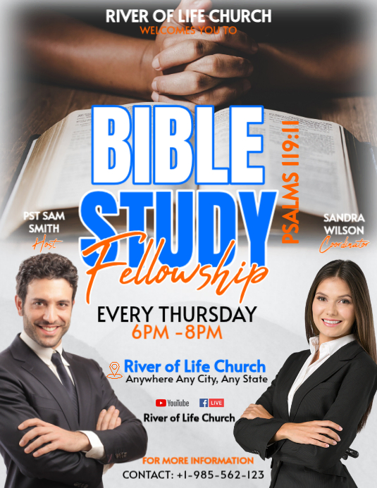 Bible Study Fellowship Flyer Template | PosterMyWall