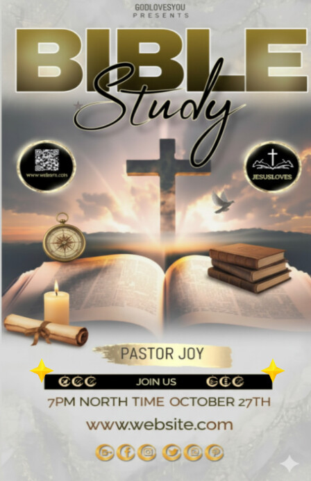Bible Study Flyer | Christian Worship Event Poster Template | PosterMyWall