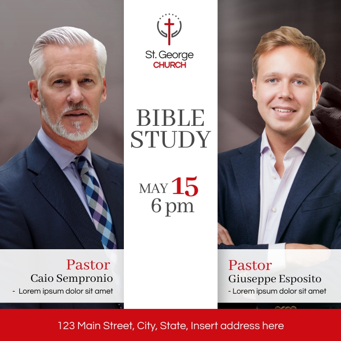 Estudio de La Biblia Folleto de Plantilla de Publicidad en Rojo Y ...