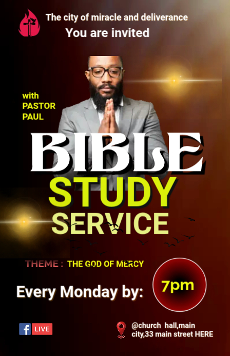 Bible Study Service poster Template | PosterMyWall