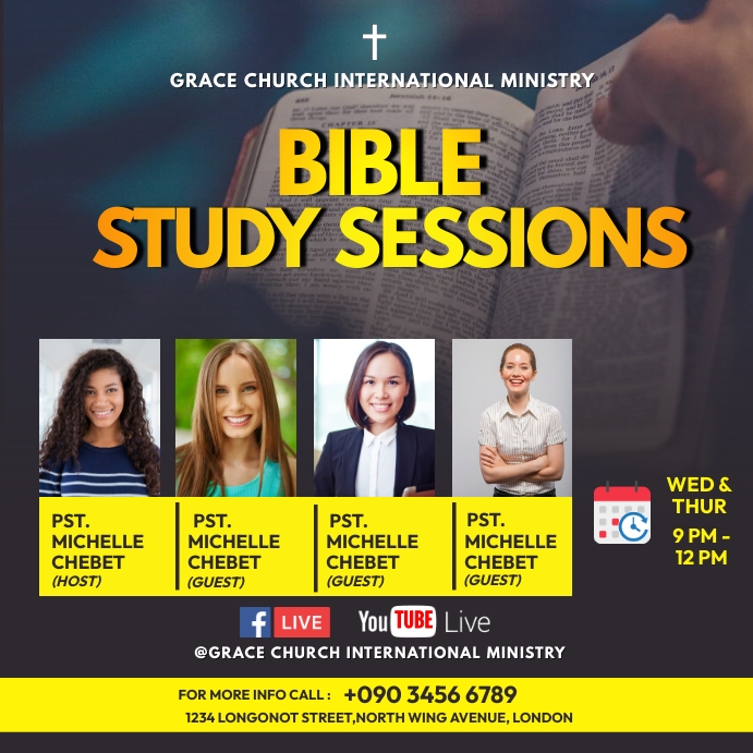 BIBLE STUDY SESSIONS FLYER Template | PosterMyWall