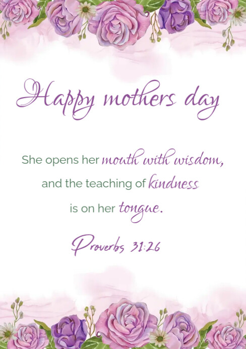 Bible verse for mother's day proverb 31:26 Template | PosterMyWall