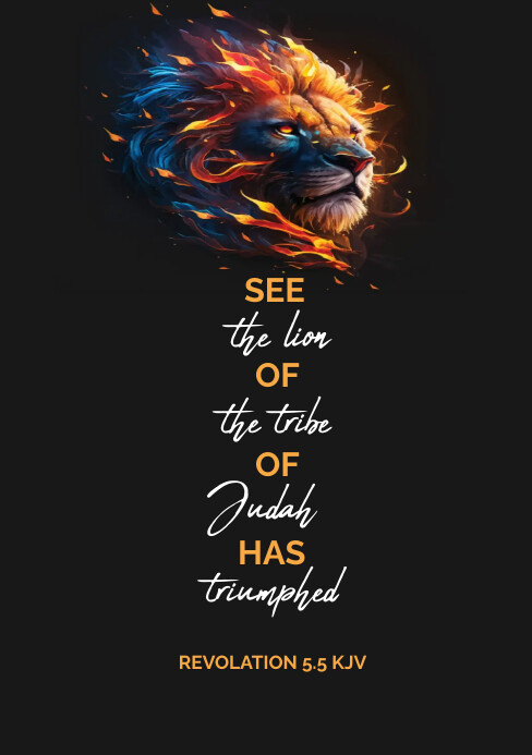 Bible verse revelation 5.5 kjv the lion Template | PosterMyWall