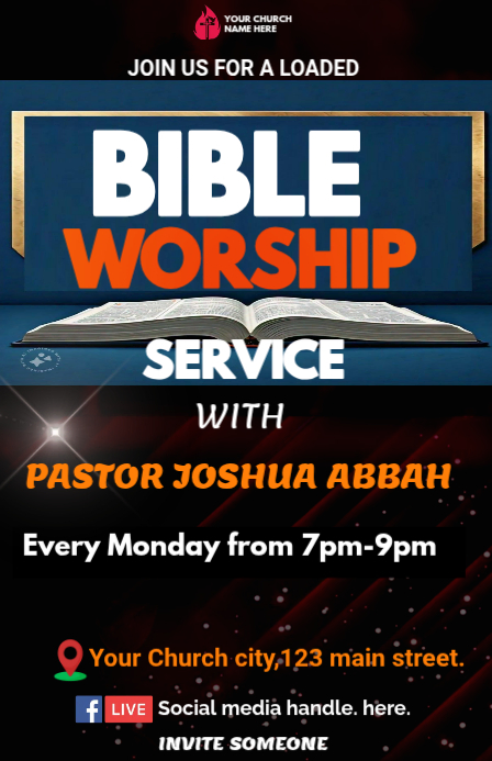 Bible Worship Service flyer Template | PosterMyWall