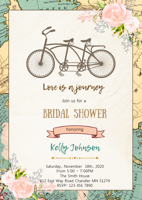 Undangan Pernikahan Shower Sepeda Templat | PosterMyWall