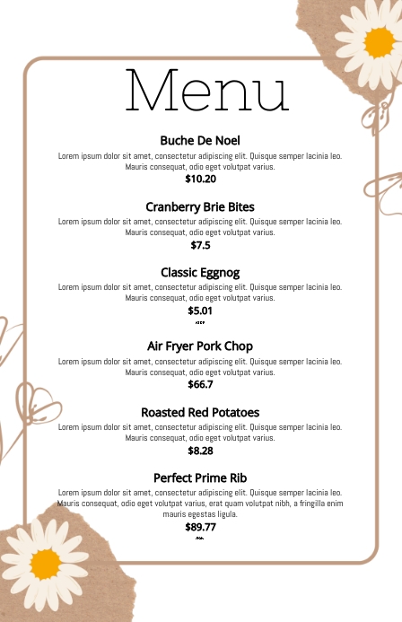 Plantilla de BIEGE AESTHETIC MENU | PosterMyWall