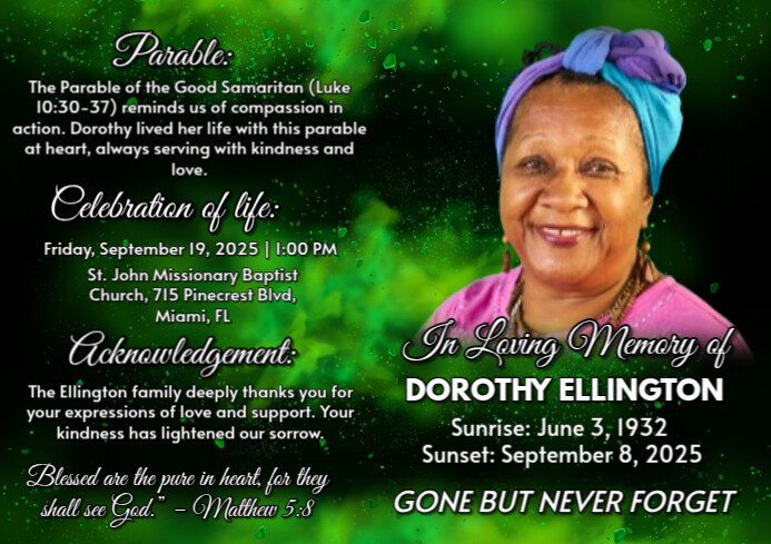 Bifold Green Floral Funeral Program Template: Women's Celebration of ...