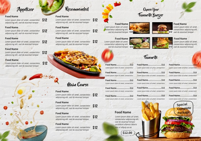Bifold Restaurant Food Menu Template | PosterMyWall