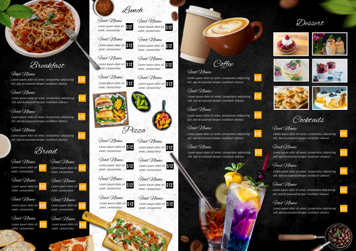 Bifold Restaurant Food Menu Template | PosterMyWall