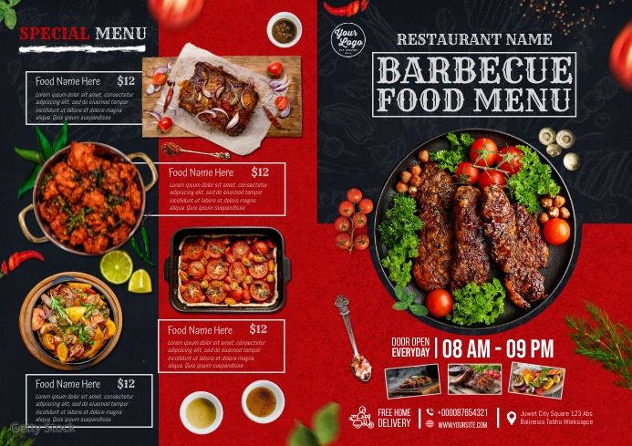 Bifold Restaurant Food Menu Template | PosterMyWall