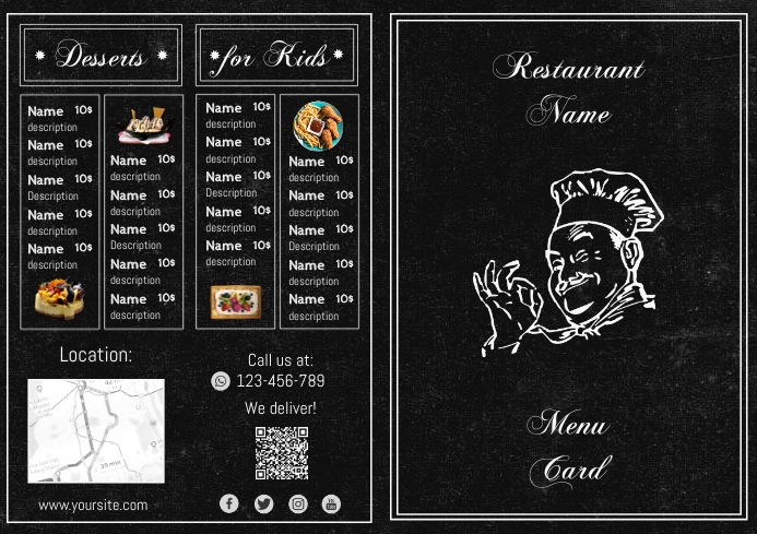 Bifold Restaurant Menu First 1 Page Template | PosterMyWall