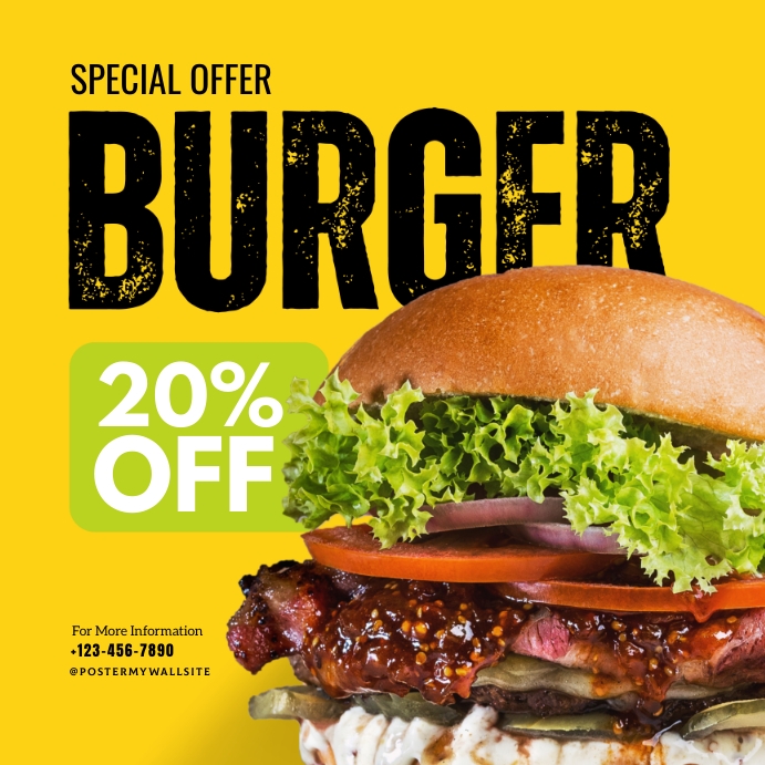 Big Burger Promo Instagram Post Template | PosterMyWall