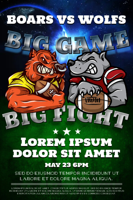 BIG FOOTBALL GAME Template | PosterMyWall